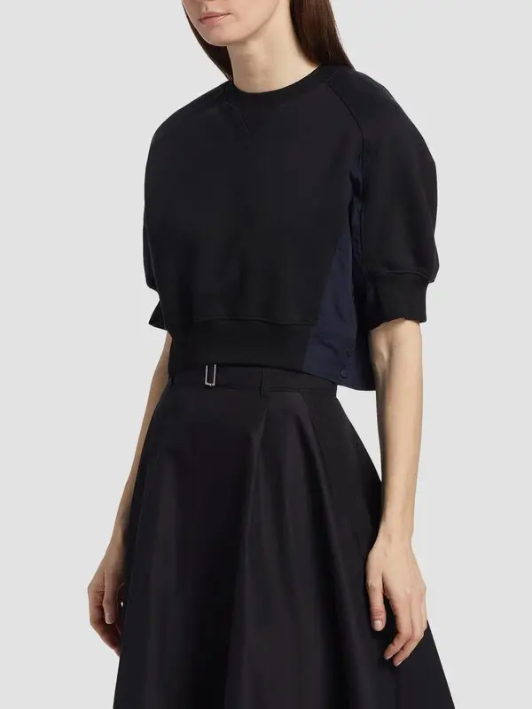 3.1 Phillip Lim Puff Sleeve Cropped Combo Sweatshirt