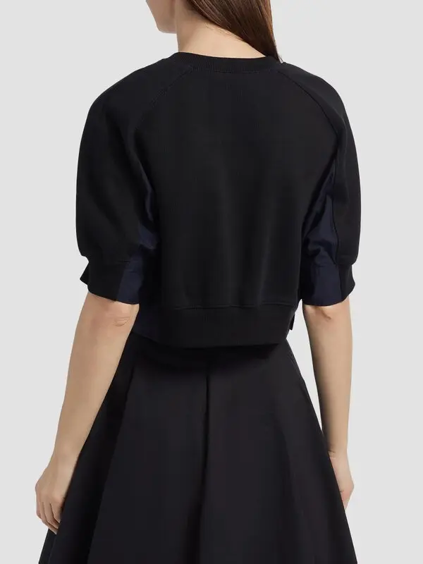 3.1 Phillip Lim Puff Sleeve Cropped Combo Sweatshirt