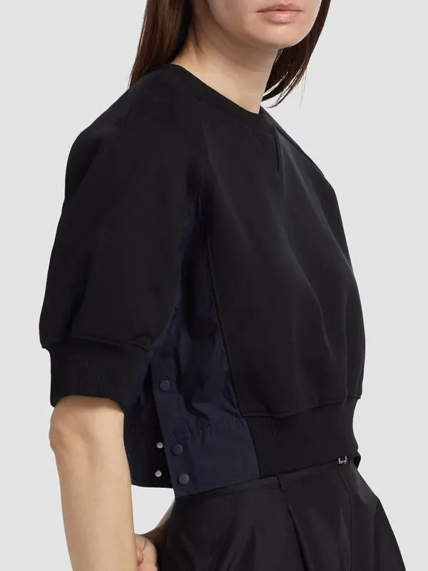 3.1 Phillip Lim Puff Sleeve Cropped Combo Sweatshirt
