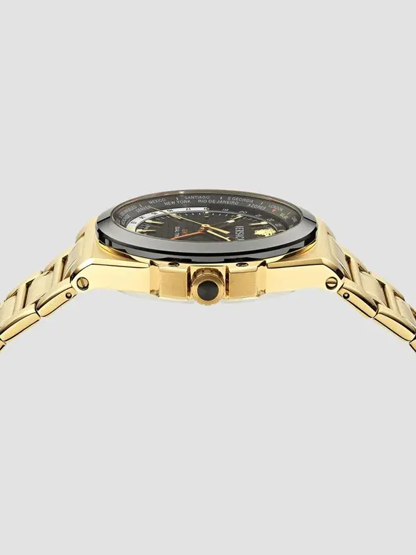 Versace Greca Reaction Goldtone Stainless Steel Bracelet Watch/44mm