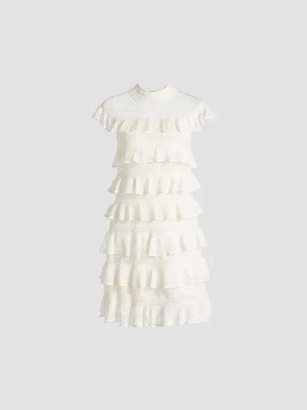 Zimmermann Luna Tiered Lace Frill Minidress - Ivory