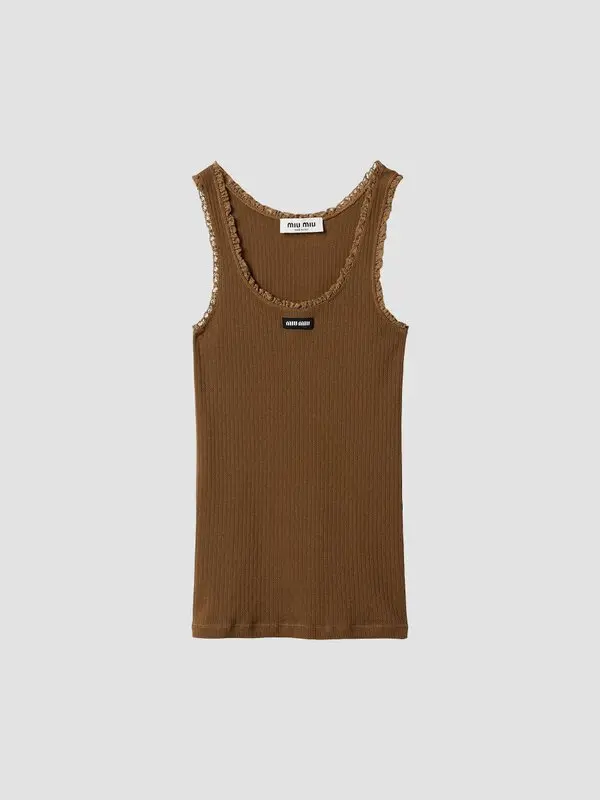 Miu Miu Gart-dyed Cotton Tank Top - Brown