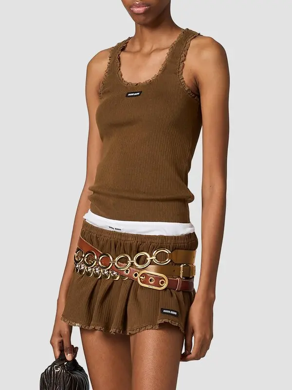 Miu Miu Gart-dyed Cotton Tank Top - Brown