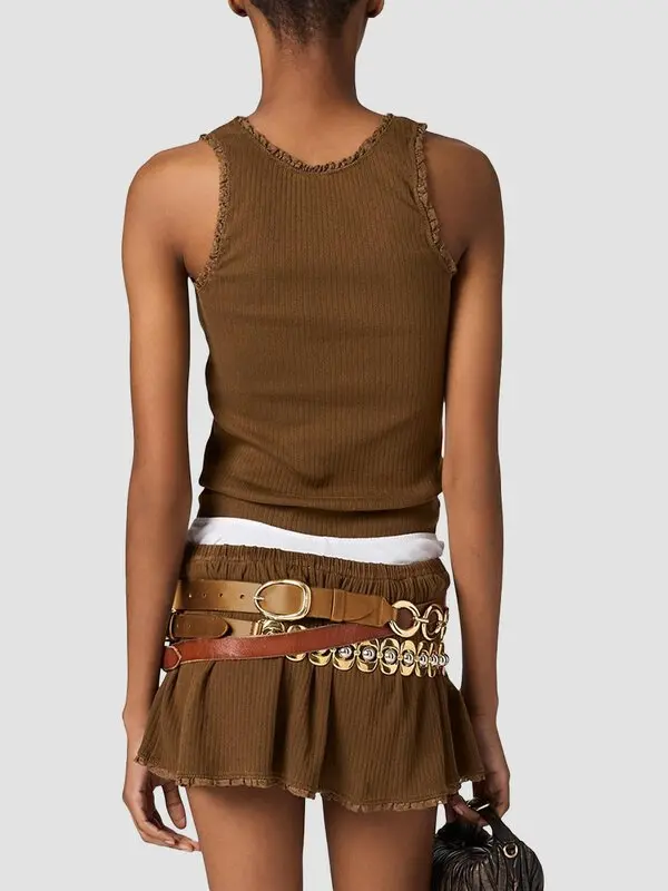 Miu Miu Gart-dyed Cotton Tank Top - Brown