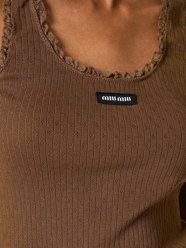 Miu Miu Gart-dyed Cotton Tank Top - Brown