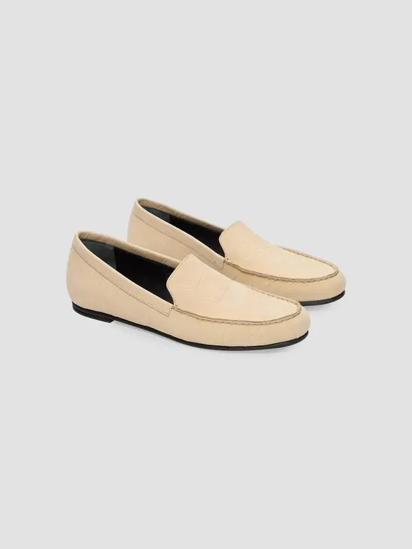 LOULOU STUDIO Pesaro Croc-embossed Leather Loafers - Ecru