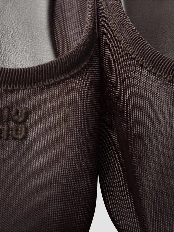 Miu Miu Mesh Fabric Slippers - Brown