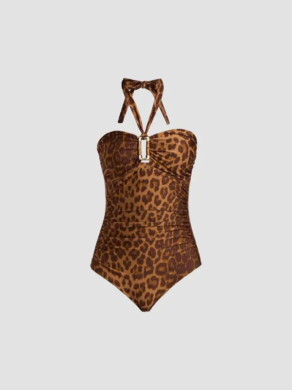 Zimmermann Mahon Bamboo-link One-piece Swimsuit - Leopard