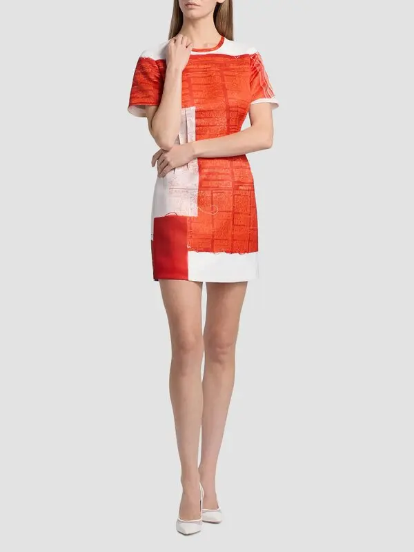 JASON WU Cat Paws Matte Duchess Minidress - Red Multi
