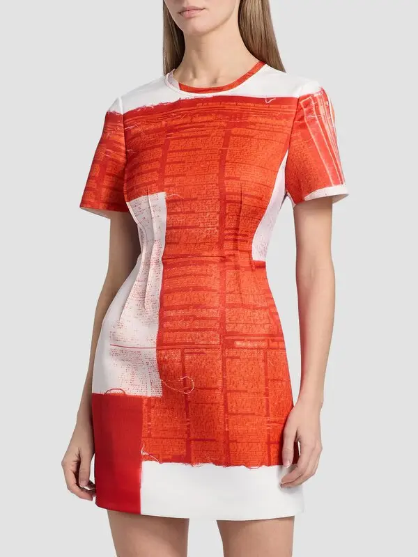 JASON WU Cat Paws Matte Duchess Minidress - Red Multi