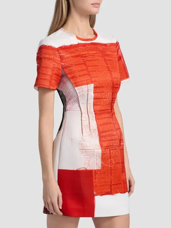 JASON WU Cat Paws Matte Duchess Minidress - Red Multi