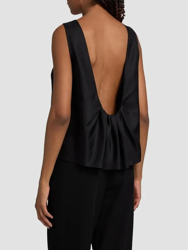Loulou De Saison Gema Draped Silk Open-back Top