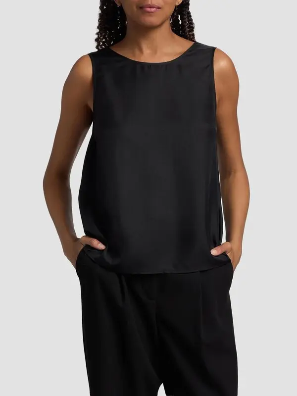 Loulou De Saison Gema Draped Silk Open-back Top