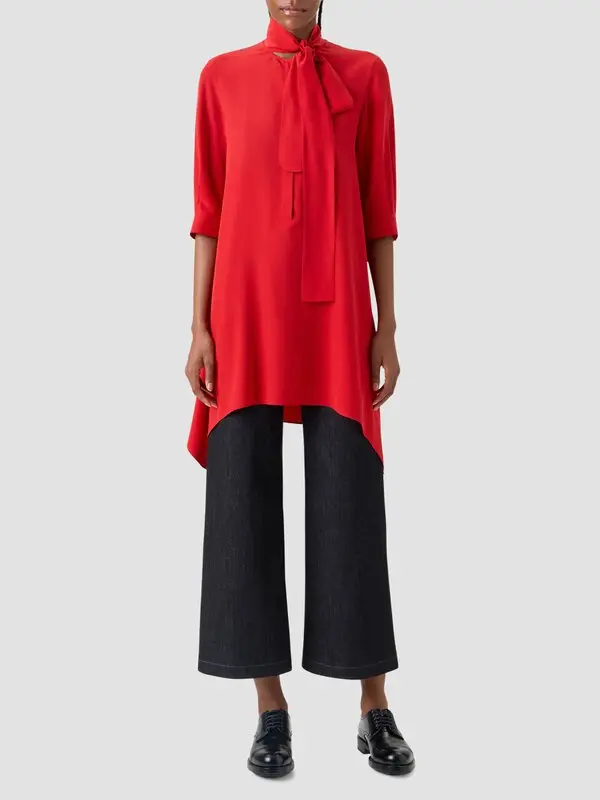 Akris High-low Silk Crepe Tunic Blouse
