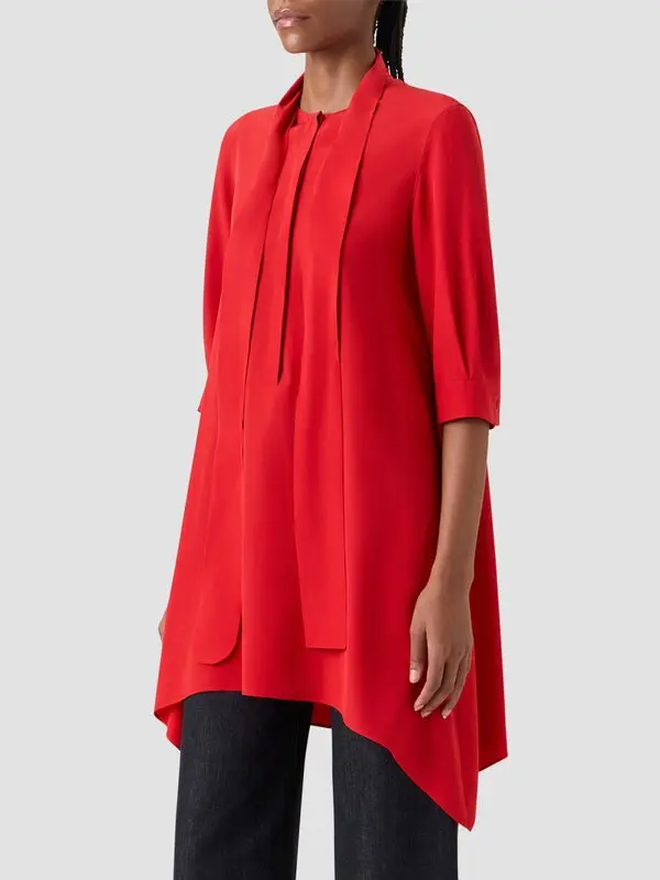 Akris High-low Silk Crepe Tunic Blouse