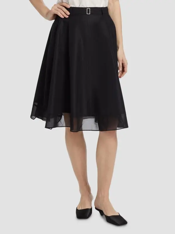 3.1 Phillip Lim Belted Flounce Chiffon-combo Skirt