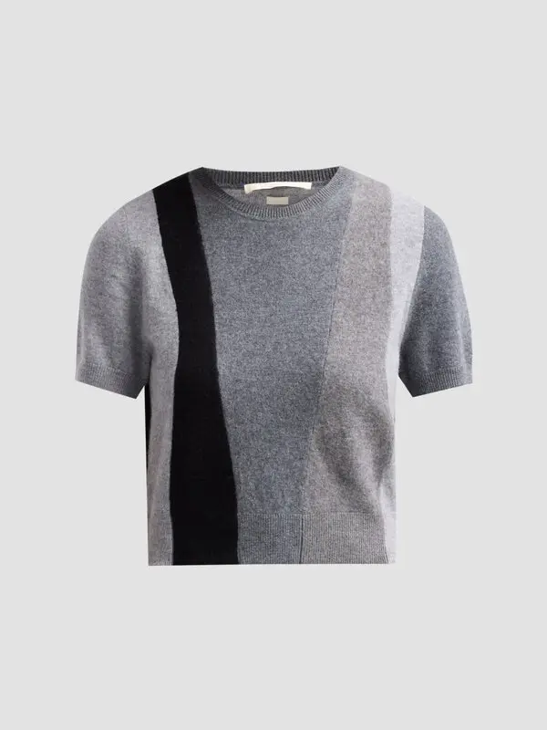 JASON WU Asymmetric Panelled Short-sleeve Wool Knit Sweater