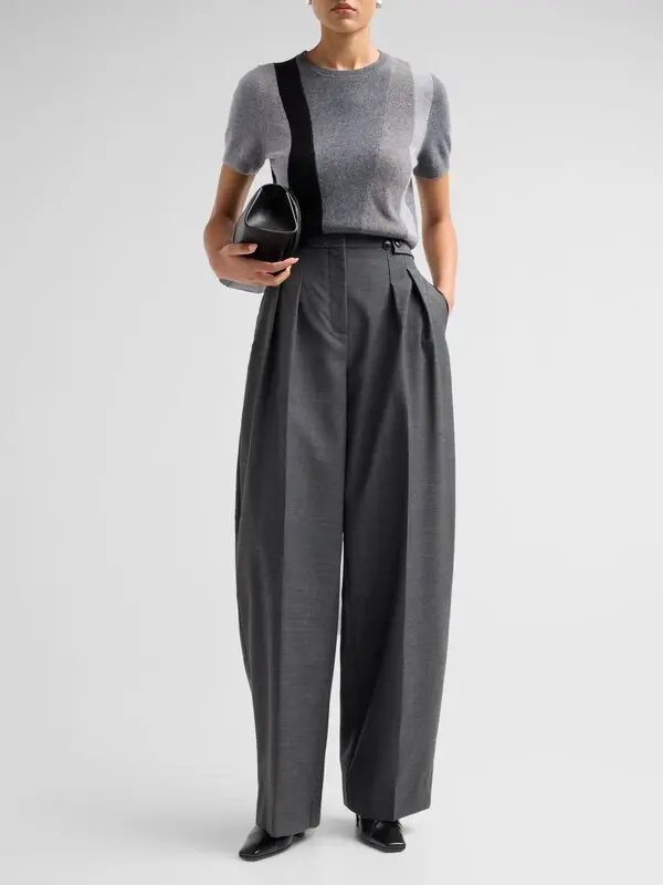 JASON WU Asymmetric Panelled Short-sleeve Wool Knit Sweater