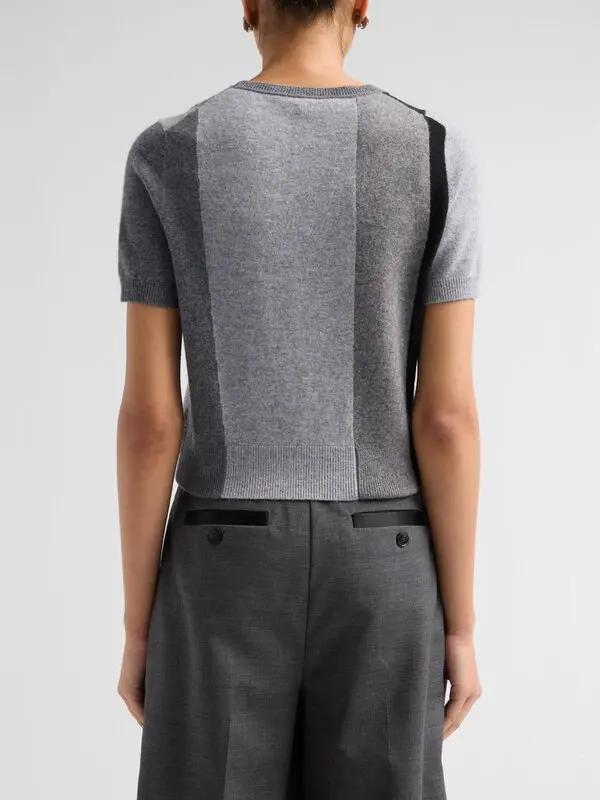 JASON WU Asymmetric Panelled Short-sleeve Wool Knit Sweater