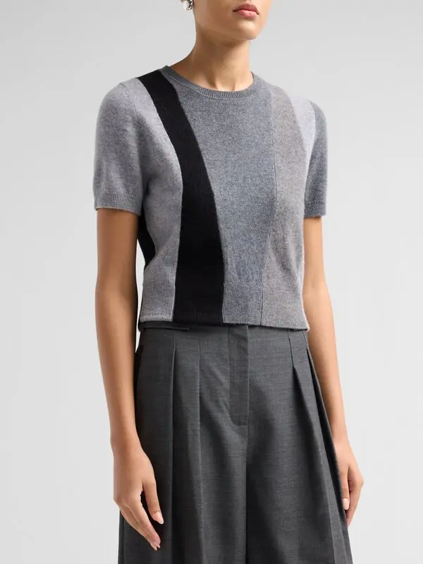 JASON WU Asymmetric Panelled Short-sleeve Wool Knit Sweater