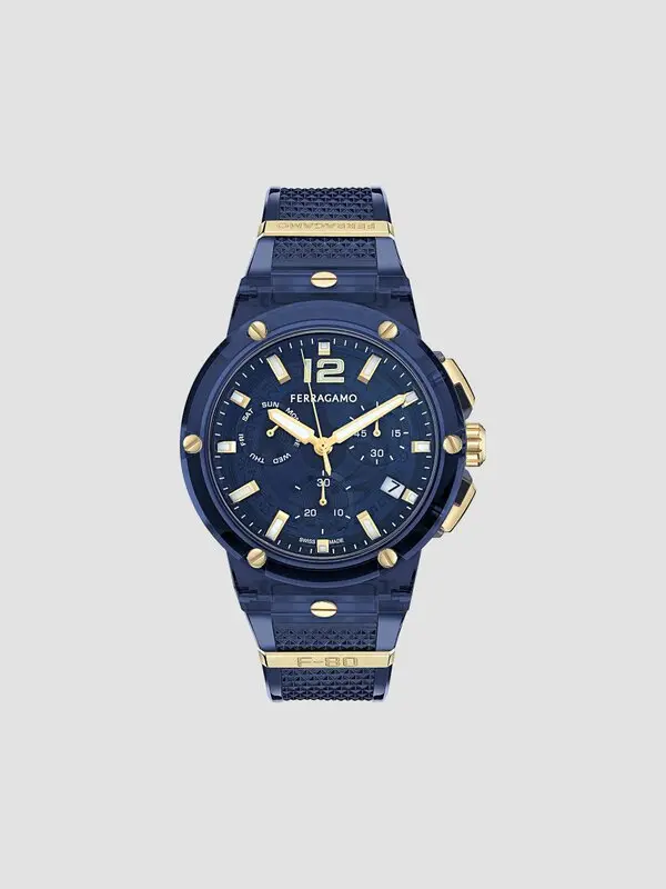 FERRAGAMO F-80 Translucent Chronograph Watch/44mm - Blue