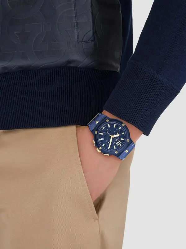 FERRAGAMO F-80 Translucent Chronograph Watch/44mm - Blue