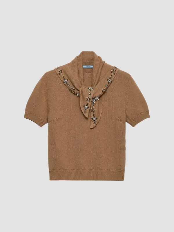 Prada Short-sleeved Cashmere Sweater - Brown
