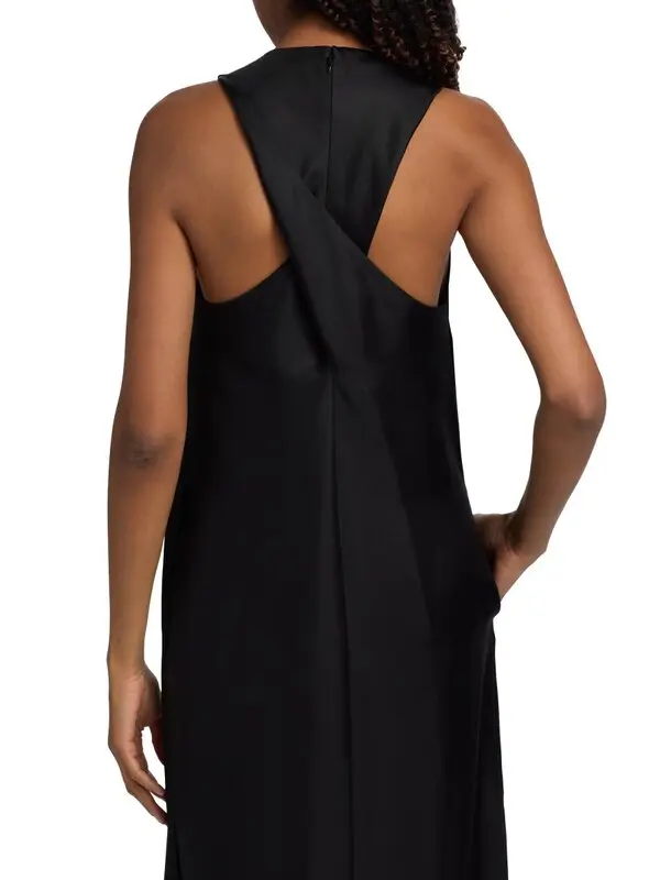 Loulou De Saison Paloma Twist Back Silk Midi-slipdress - Black