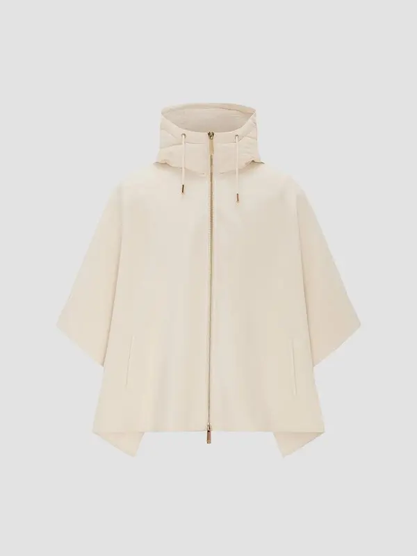 Gorski Select Cashmere And Wool Blend Cape With Down Filled Hood - Ivory