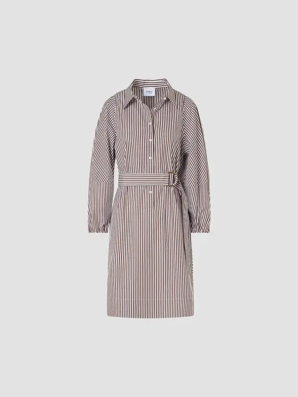Akris Striped Cotton Belted Shirtdress
