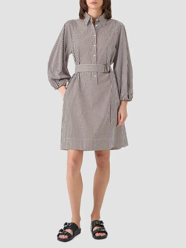 Akris Striped Cotton Belted Shirtdress