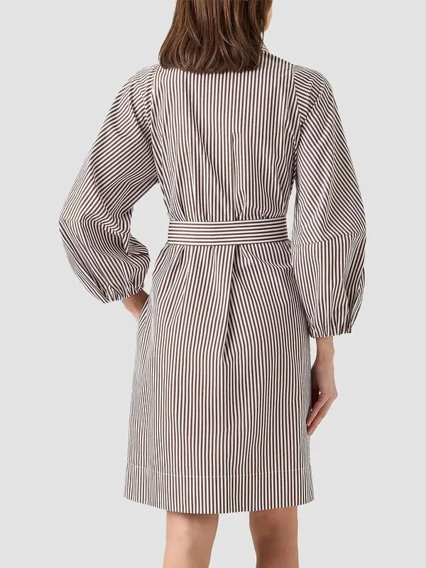 Akris Striped Cotton Belted Shirtdress