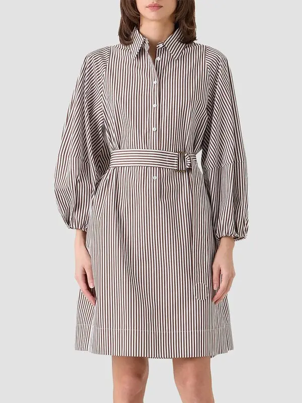 Akris Striped Cotton Belted Shirtdress