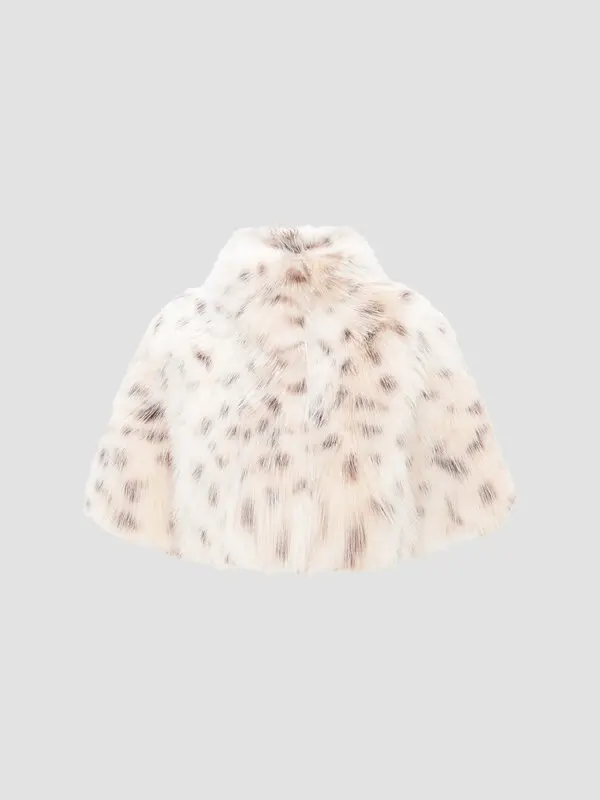 LYLA GRANT Faux Fur Lynx Belly Bolero Coat
