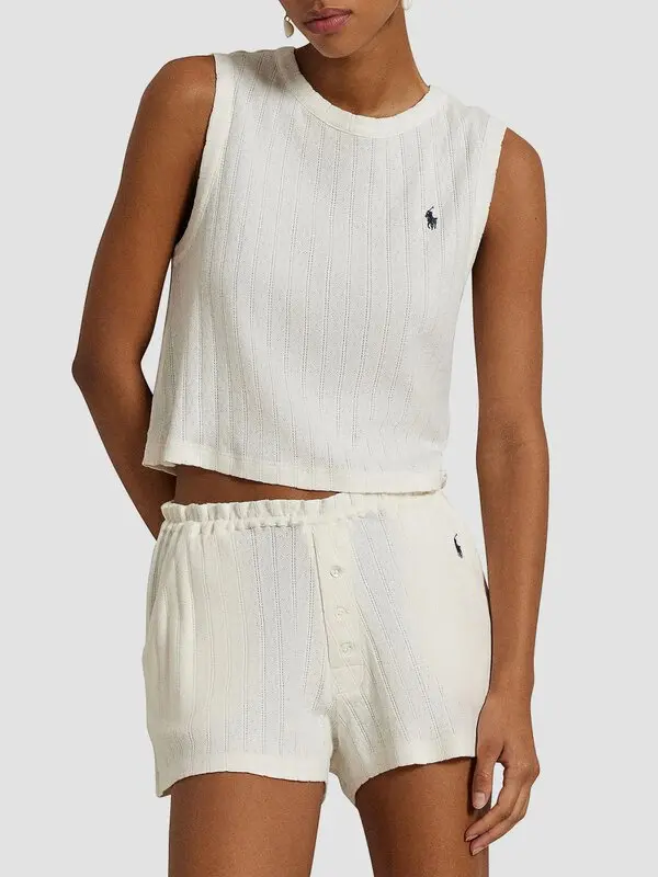 Polo Ralph Lauren Polo Pointelle Cami Short Pajamas - Egret