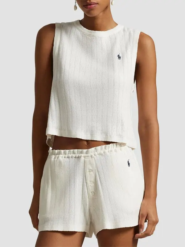 Polo Ralph Lauren Polo Pointelle Cami Short Pajamas - Egret