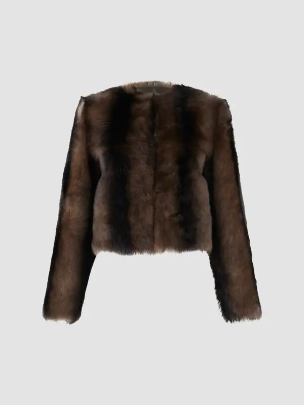 Gorski Toscana Shearling Lamb Collarless Coat - Brown