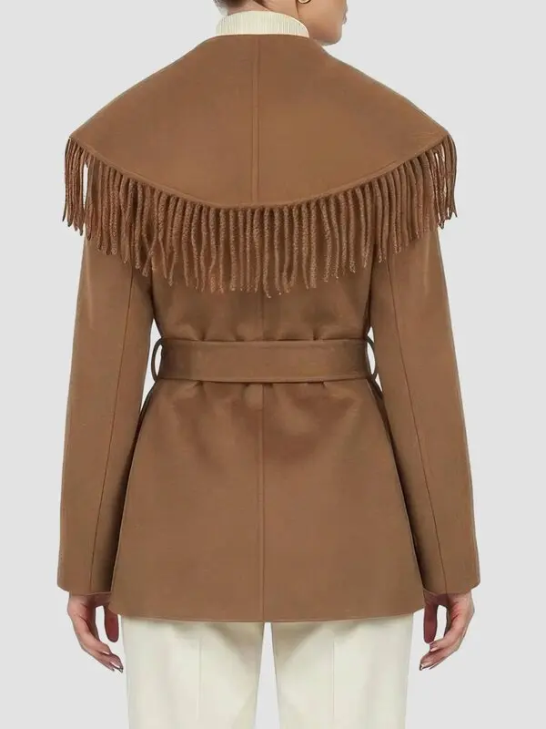 Gorski Select Cashmere And Wool Blend Jacket With Tassle Trim And Belt