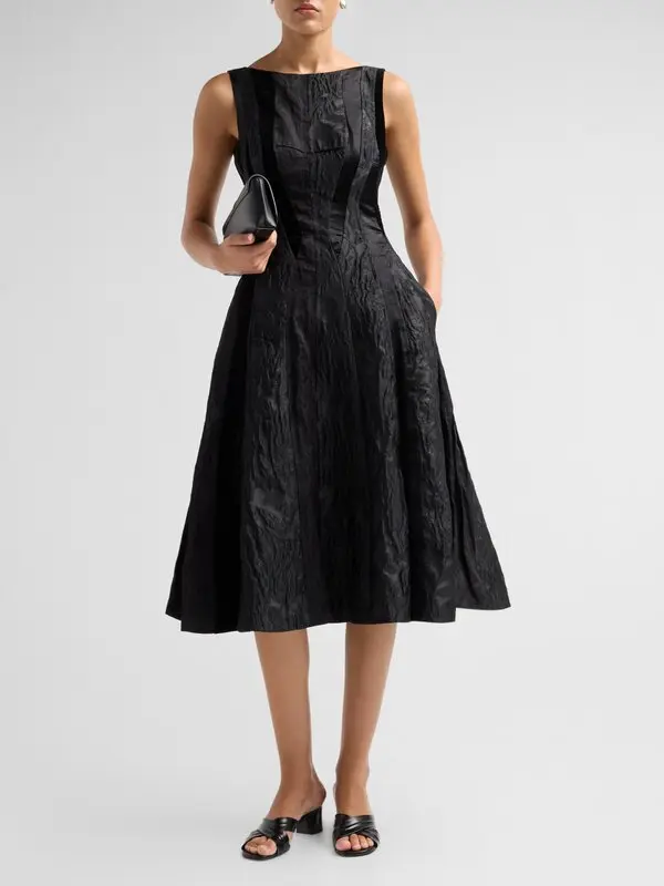 JASON WU Textured Mixed-media Scoopback Midi Dress