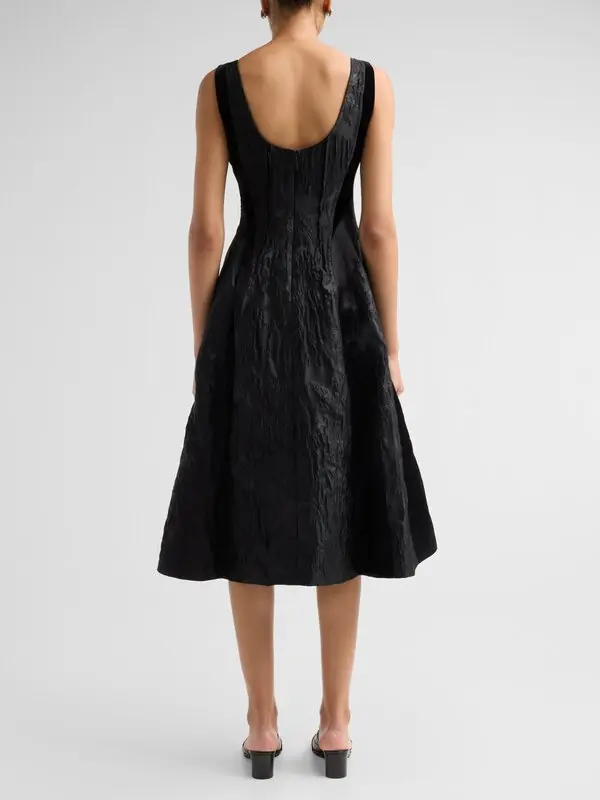 JASON WU Textured Mixed-media Scoopback Midi Dress