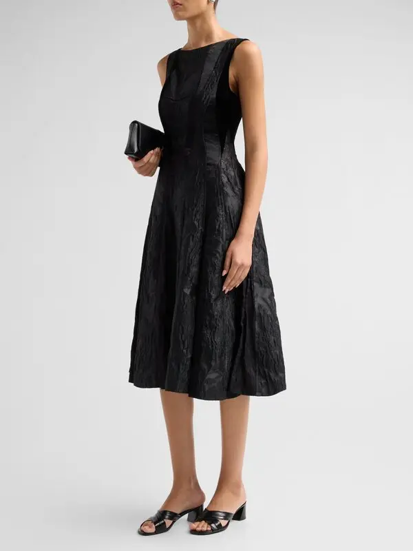 JASON WU Textured Mixed-media Scoopback Midi Dress