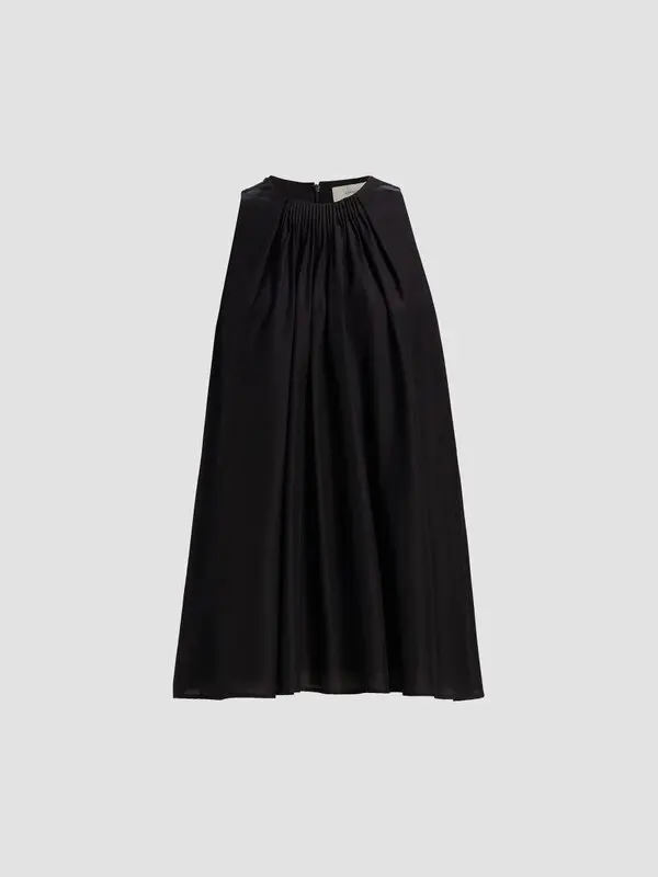 Loulou De Saison Liao Cotton-silk Pleated Neckline Blouse - Black