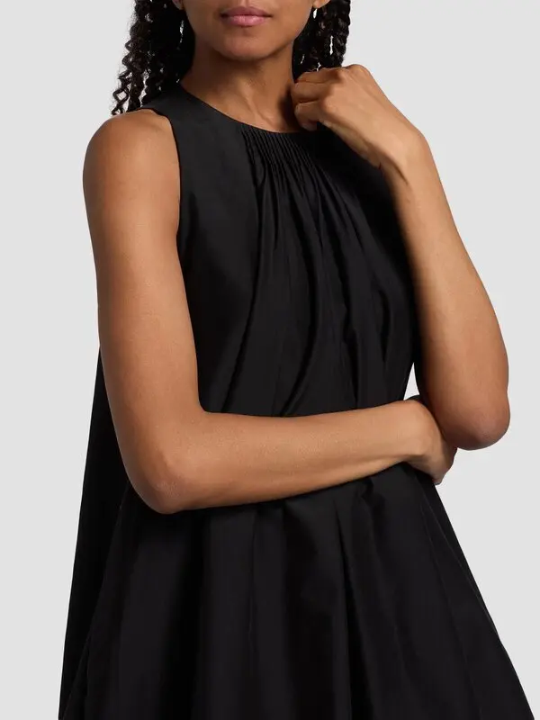 Loulou De Saison Liao Cotton-silk Pleated Neckline Blouse - Black