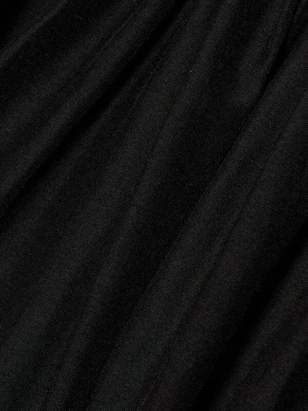 Loulou De Saison Liao Cotton-silk Pleated Neckline Blouse - Black