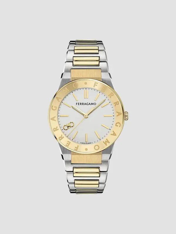 FERRAGAMO Two-tone Stainless Steel Logo Bracelet Watch/41mm