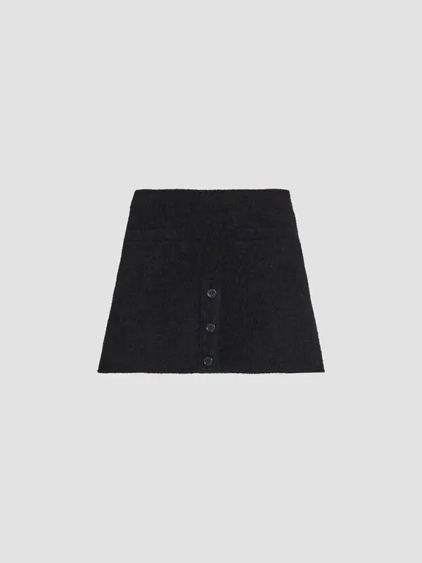 COURREGES Buttoned Tweed Logo A-line Miniskirt