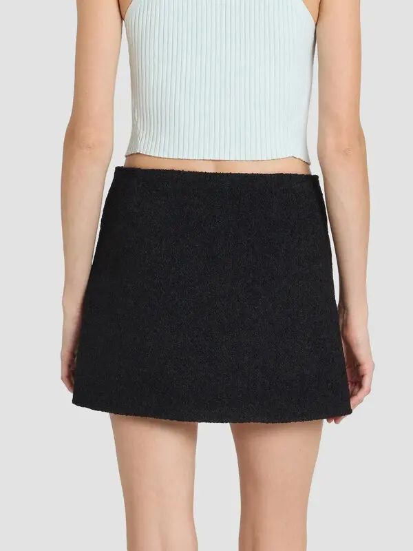 COURREGES Buttoned Tweed Logo A-line Miniskirt