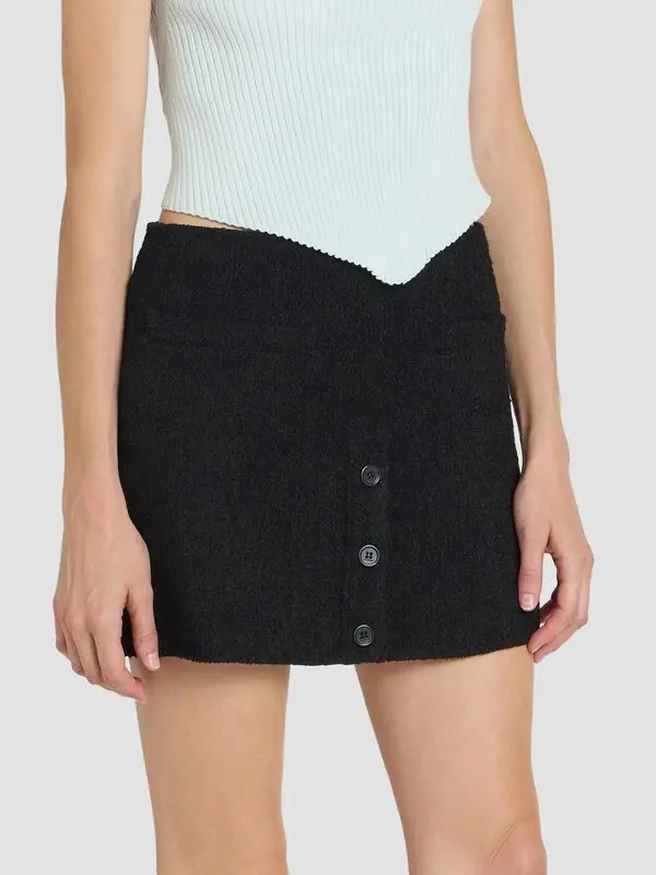 COURREGES Buttoned Tweed Logo A-line Miniskirt