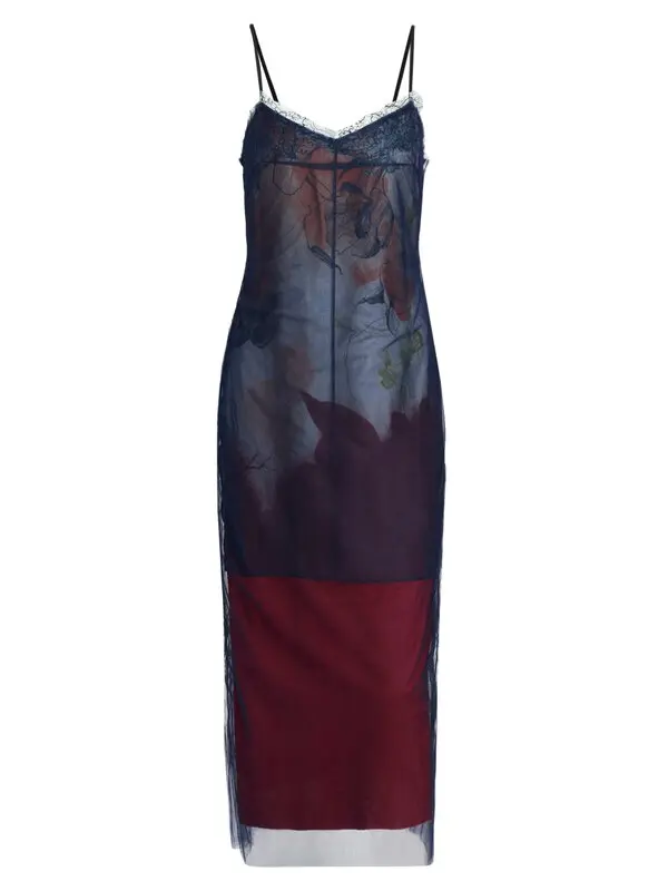 JASON WU Shadow Floral Collage Slip Midi-dress - Plaster Umber Multi