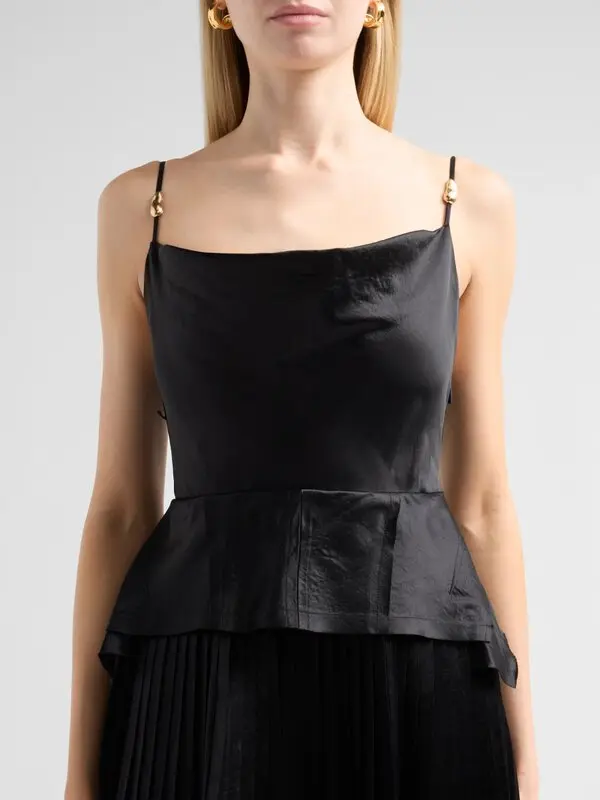 JASON WU Washed Satin Cowlneck Pleated Gown - Black